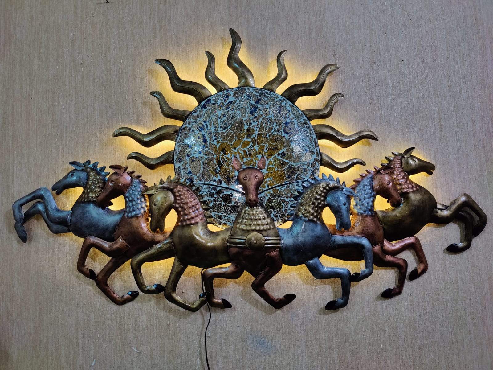 Buy Running Seven Horse With Surya Wall Decor Metallic 7 Horses Wall buy-running-seven-horse-with-surya-wall-decor-metallic-7-horses-wall