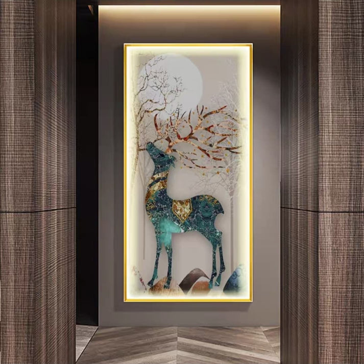 Mystic Stag – Illuminated Crystal Wall Art – PC HOME DECOR