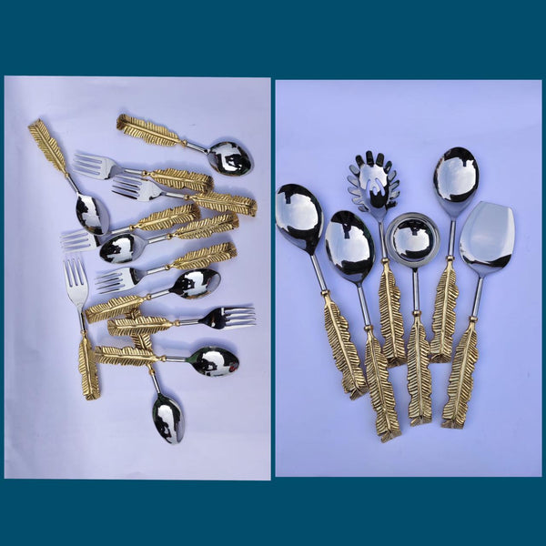 Buy Serve Dinner With Style Exclusive Feather Cuterly Set Combo(Serving ...